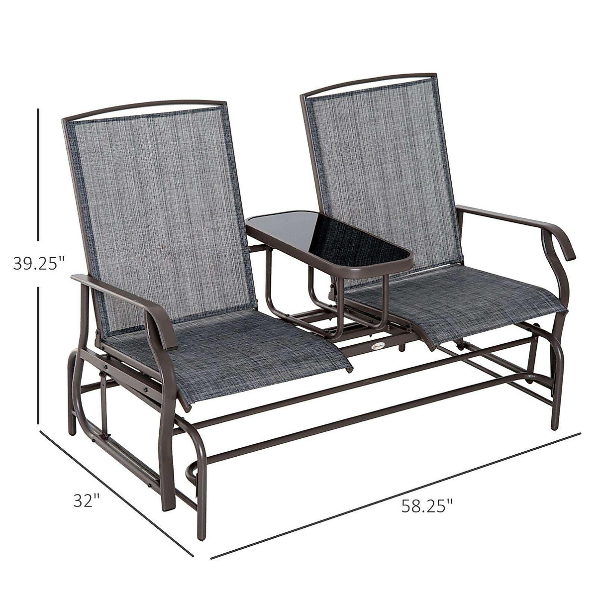 UYSB Patio Rocking Chair Bench 2 Person Rocker Deck Outdoor Furniture Chair Rocking Chair Rocker Chair Rocker Camp Chair Rocker Recliner Rocking Camp Chair Rocking Chairs Outdoor Rocking