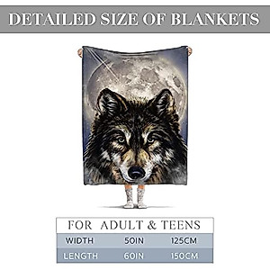 Ultra-Soft Warm Cozy Fleece Throw Blanket, Smooth Fuzzy Flannel Plush Blankets for Bed Sofa Gift Home Decor 50''x60'' (Wolf)