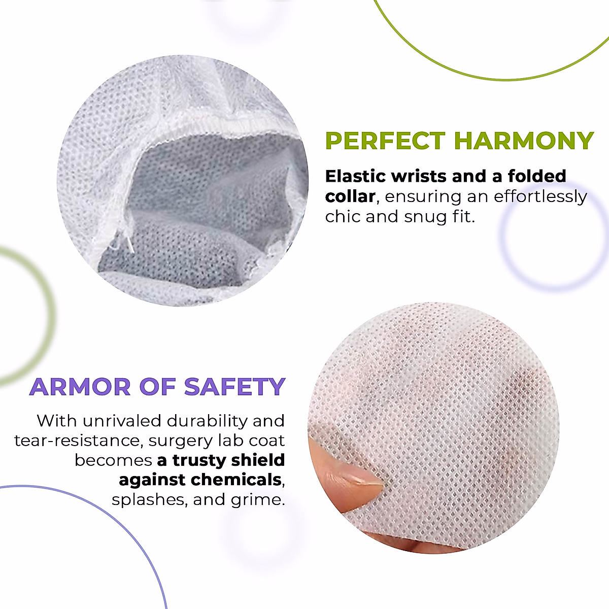 AMZ Medical Supply Disposable Lab Coats for Adults XL, White Disposable Lab Coat Knee Length, SMS 40 GSM Painting Lab Coat No Pockets, Medical PPE Coat with Long Sleeves, Elastic Wrist, Loop Fasteners