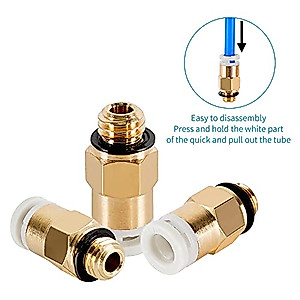 PTFE Bowden Tube (1M) 1PCS+ 6pcs KJH04-M6 Fittings + 6pcs JP4-01 Pneumatic Fittings with PTFE Tube Cutter for 3D Printer 1.75mm Filament