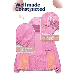 CREATMO US Women's Packable Waterproof Rain Gear Cycling Jackets Running Raincoats Lightweight Packable Windproof Windbreaker Pink M