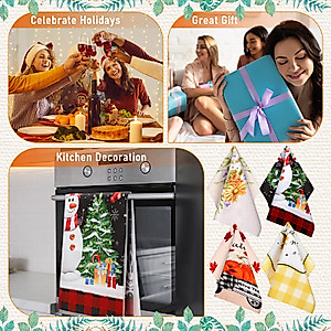 Batiyeer 4 Pcs Seasonal Holiday Kitchen Towels Valentine's Day Gifts for Woman Spring Daisy Sunflower Dish Towels Fall Snowman Towel for Holidays Harvest Thanksgiving Autumn Holiday Gift