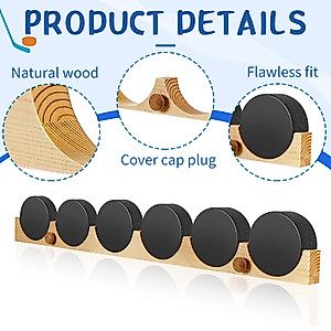 Taiyin 4 Pcs Hockey Puck Display Case Holder Wall Rack Holder Wall Mount Wood Hockey Puck Holder with Smooth Grooves for Room Living Room Decoration, 21.75 x 1.5 x 1 Inches