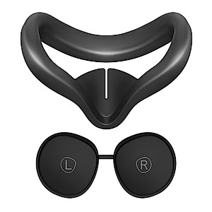 Gwyoneaon Protective Cover for Oculus/Meta Quest 2 Accessories, Silicone Controllers Grip Cover Protector, Soft Shell Skin with Face Cover and Lens Cover (Black)
