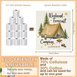 6 Pcs Swedish Kitchen Dish Cloths Kitchen Towels Reusable Sponge Cleaning Cloths Wipes Absorbent Dish Cloth Quick Drying Washable Decorative Tea Towels No Odor Bar Hand Towel (Camping)