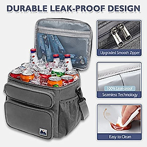 BAGBEBAG Lunch Bag for Men Women, Insulated Lunch Bag Women Man, Adult Lunch Box for Men Women, Large Lunch Bag for Office Work Picnic, Leak Resistant Cooler Bag, 24-Can,14L (Gray)