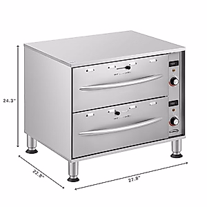 KoolMore Two-Drawer Commercial Free Standing Warming Drawers in Stainless-Steel, UL and NSF Listed (KM-WD-M2)