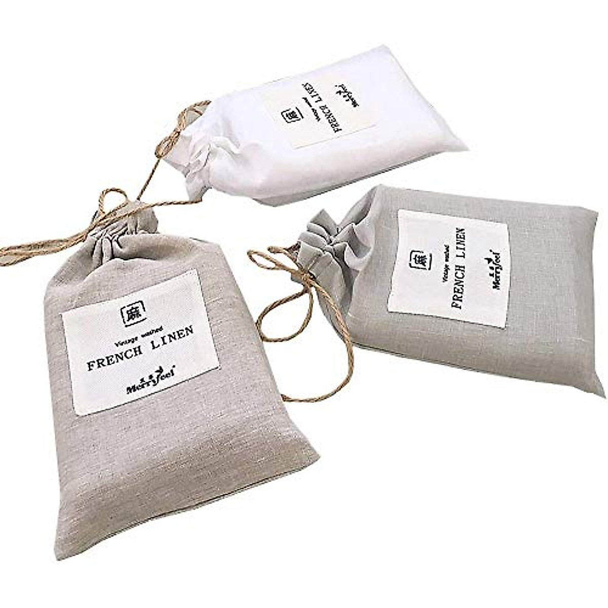 Merryfeel Linen Pillowcase,100% Linen Extra Pillow Covers - Set of 2