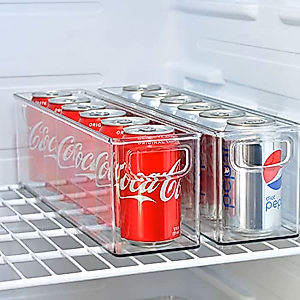 Youngever 2 Pack Stackable Plastic Storage Organizer Container Bin, Stackable Storage Bins with Handler for Refrigerator, Pantry (16" x 4" x 5")