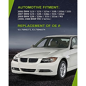 AUTOSAVER88 Fog Lights Compatible with 06-08 2006 2007 2008 BMW E90 3 Series 323i / 325i / 325xi / 330i / 330xi / 335i / 335xi / 328i / 328xi Fog Light Replacement ,with 12V 55W H11 Bulbs