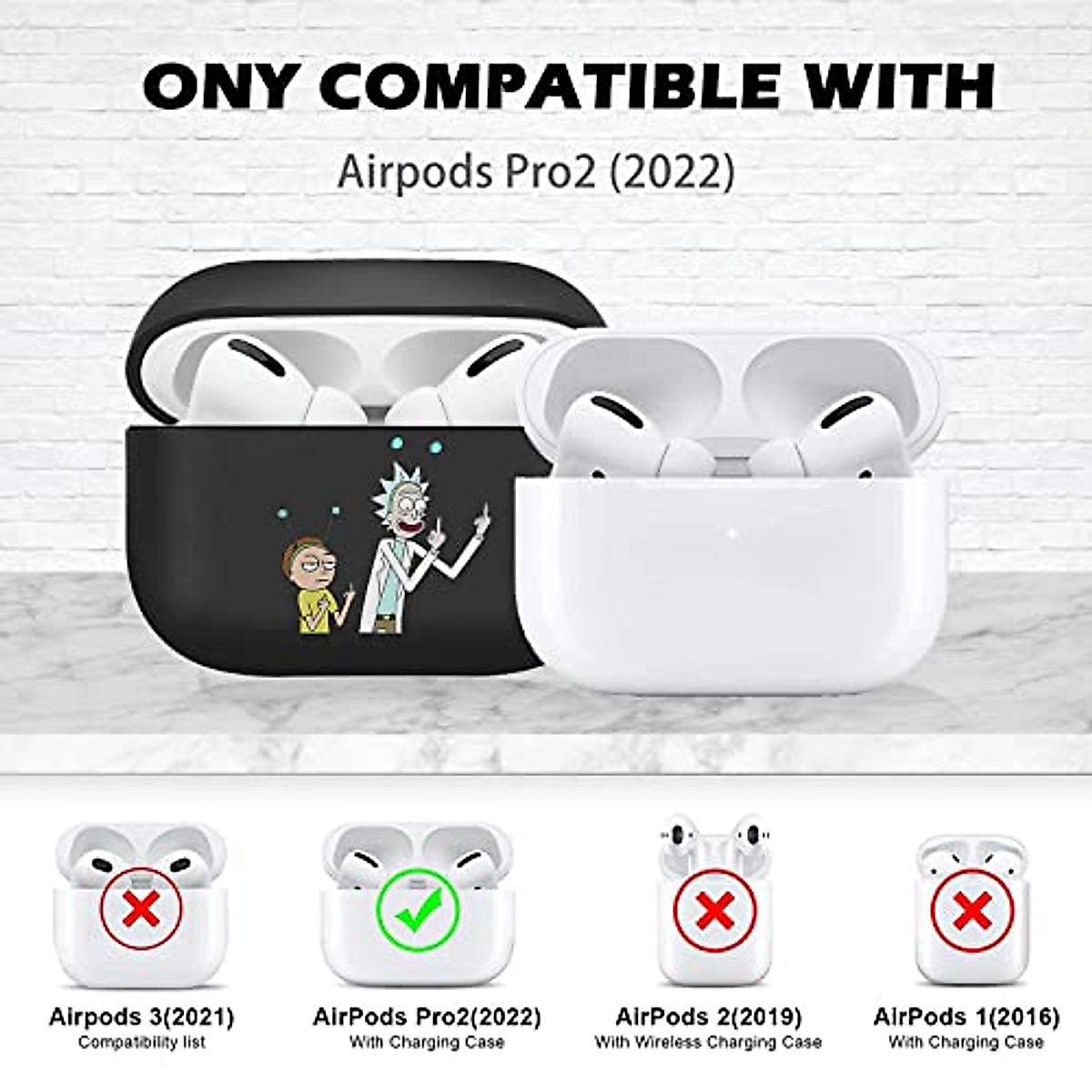 Cute AirPods Pro 2 Cases with Keychain, Soft Funny Cartoon Protective TPU Cover Compatible with AirPods Pro 2nd Generation 2022 Case