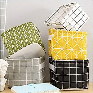 Tamicy Mini Storage Basket（Pack of 5）- Blend Storage Bins for Makeup, Book, Baby Toy,8x6x5.5 inch Home Decor Canvas Organizers Bag 8x6.3x5.1 inch