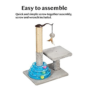 PEEKAB Tall Cat Scratching Post Kitten Sisal Scratcher Tree with Cat Tracks Toy Balls for Indoor Cats and Kittens - 25 inches