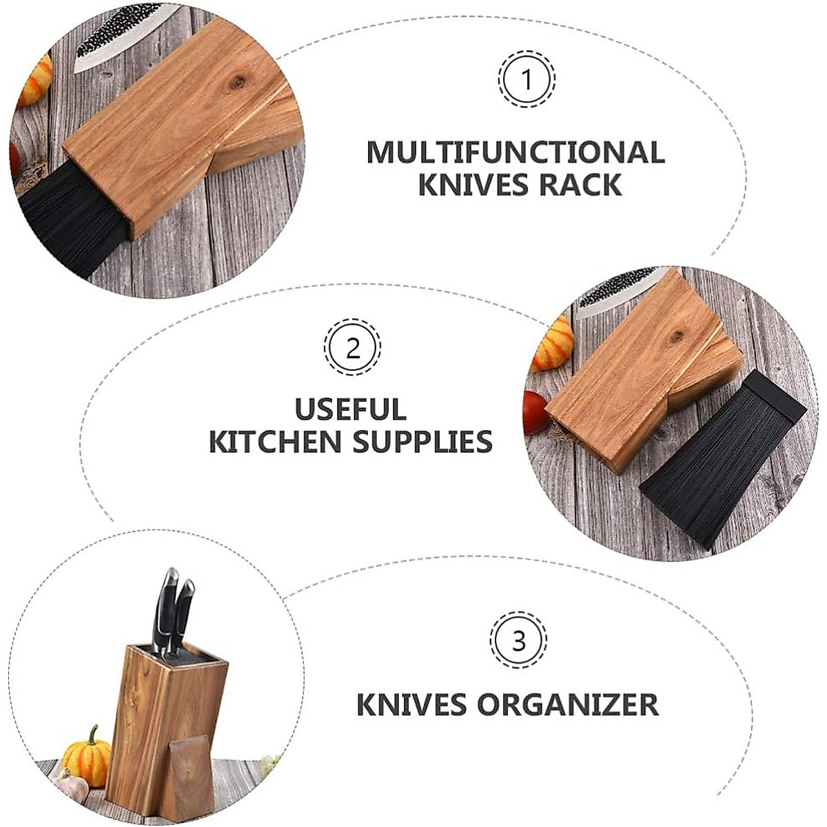 DOITOOL 1pc wooden holder kitchen holder slot holder holder rack Block rack Small Block storage rack Wooden Stand Divide the universal