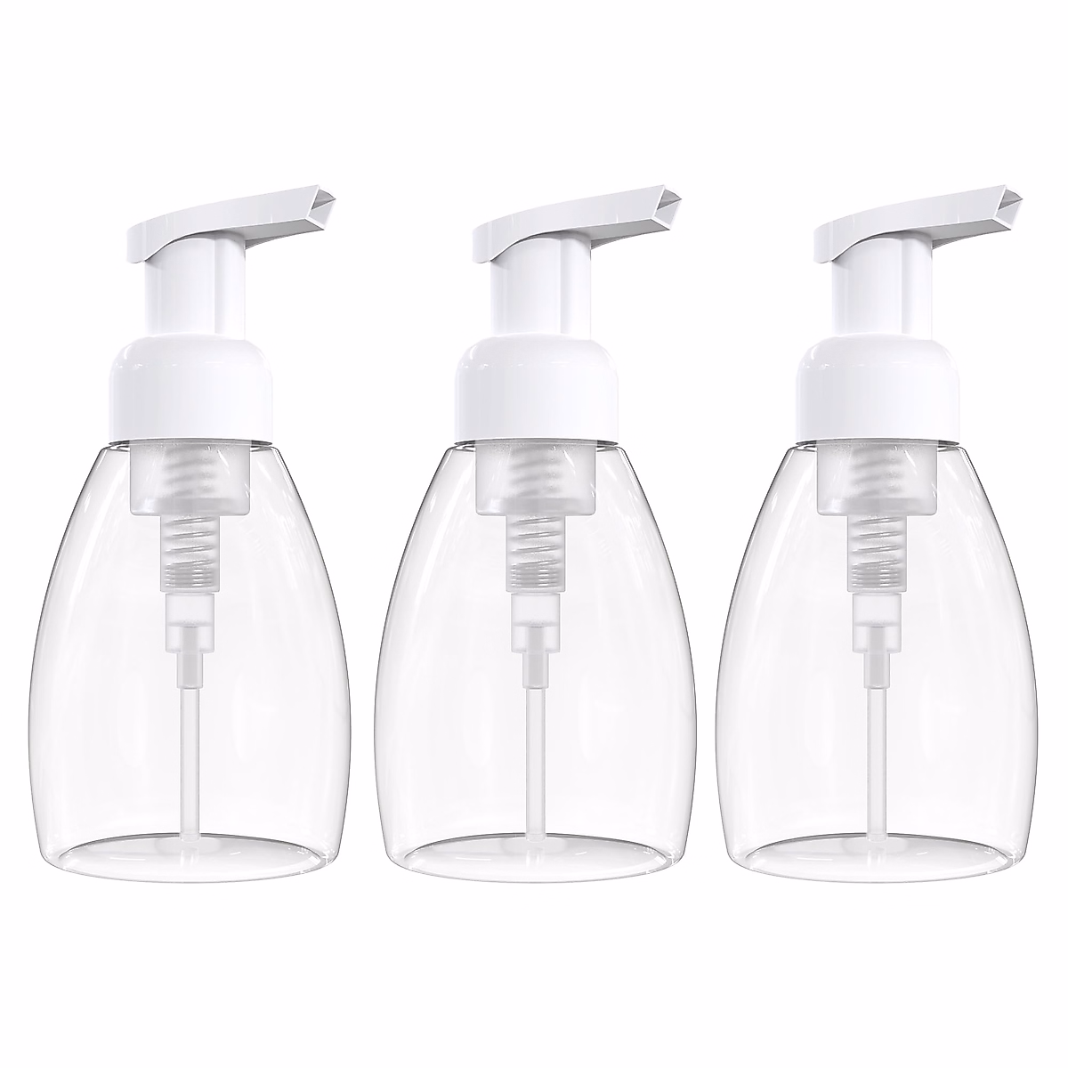 BRIGHTFROM Foaming Soap Dispenser Pump Bottles, BPA Free Empty Refillable Plastic Container for Liquid Soap - Kitchen, Bathroom, Commercial - 8oz (250ml) Pack of 3, Clear