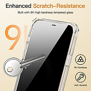 JETech Case for iPhone 12 Pro Max 6.7-Inch with 2-Pack Tempered Glass Screen Protector, 360 Full Body Shockproof Bumper Phone Cover Protective Clear Back (Clear)