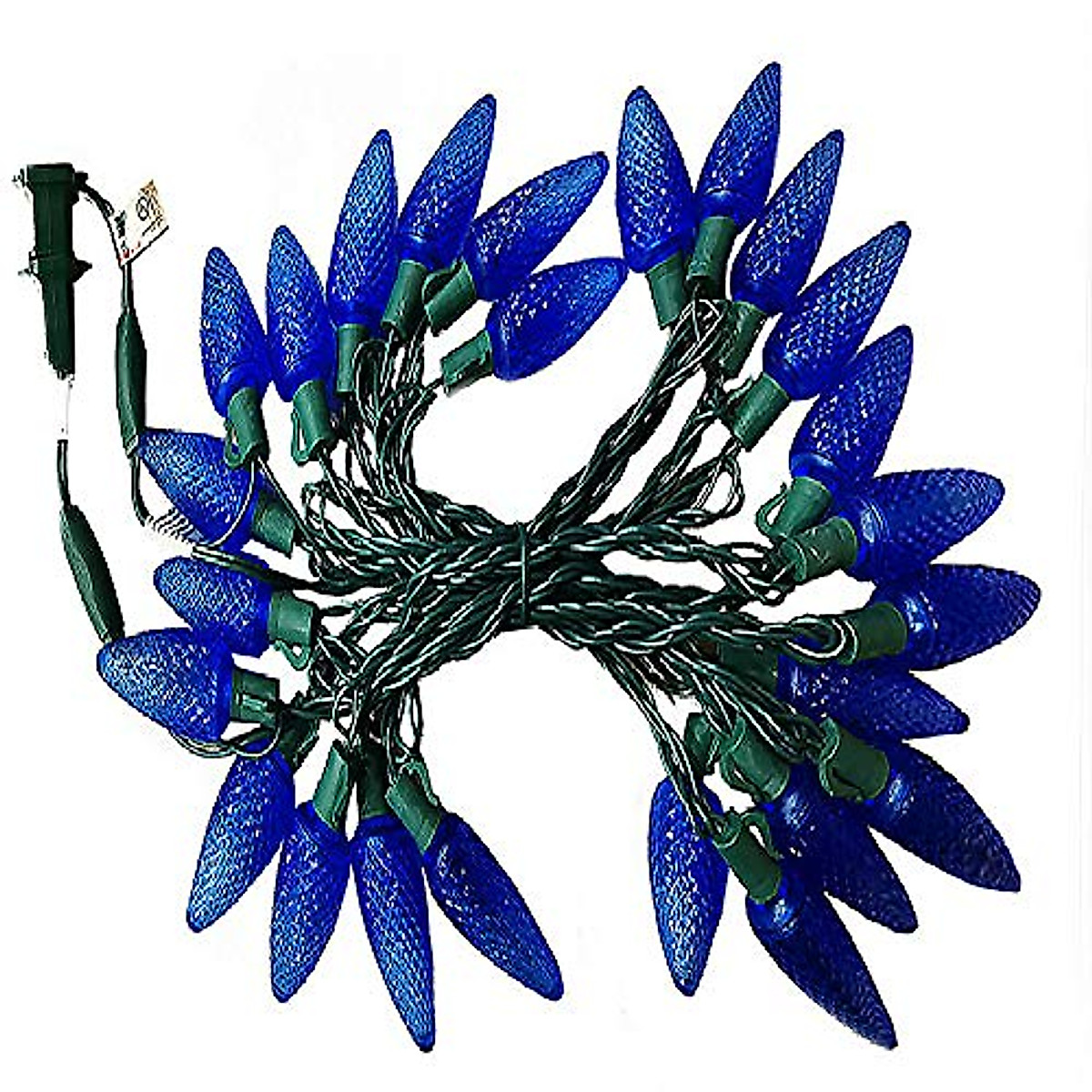 Outdoor C9 Holiday String Lights Strawberry Blue Christmas Lights Commercial Grade,8" Spacing 25LED, Green Wire 18Ft Heavy-Duty Wedding Party Decorative Lights