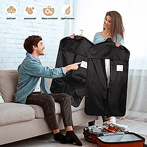 Vodiver Oxford Fabric Garment Bag Hanging Clothes Travel Suit Bag with Clear Window for Suits, Coats, T-Shirts, Jackets. (Black, 40-inch-4 packs)
