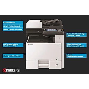 Kyocera 1102P32US0 Model ECOSYS M8130cidn Color A3 MFP Multi-Function Laser Printer (Print/Scan/Copy/Fax), 30 ppm Color, Resolution 600 x 600 dpi Up To Fine 1200 x 1200 dpi, Duplex, HyPAS Capable