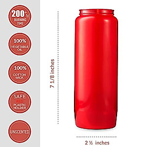 Tribello 9 Day Candles, 3 Pack | 7” Red Pillar Candles for Memorial, Love Spell, Novena Prayer, Religious Ceremony, Vigil, Party Décor, Emergency Survival | Unscented White Wax in Red Plastic Jar