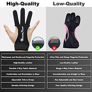 Archery Gloves Shooting Hunting Leather Three Finger Protector for Youth Adult Beginner - M