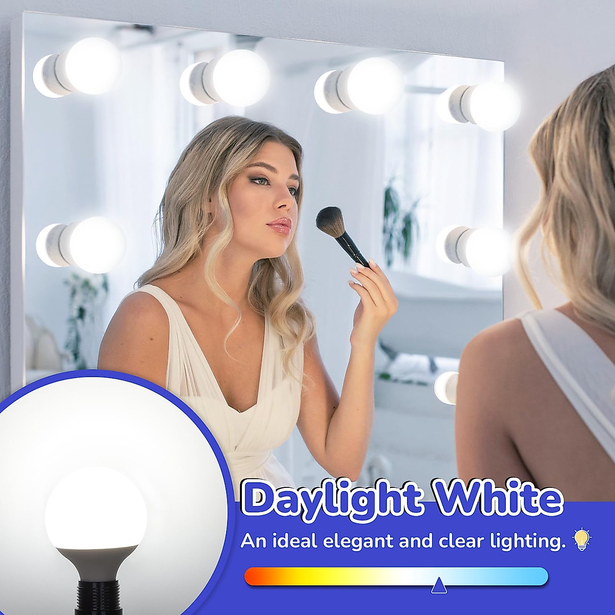 MAXvolador G25 LED Globe Light Bulb 60W Equivalent, Daylight White 5000K E26 Vanity Light Bulbs for Bathroom Makeup Mirror, Round Bulb Non-Dimmable 8-Pack