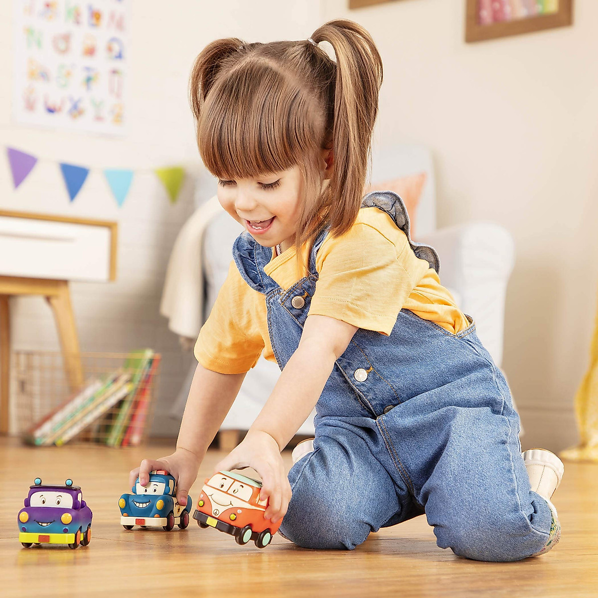 B. toys- Mini Pull-Back Vehicles Set- Set of 3 Vehicles- Truck, Camper Van, Police- 12 months +