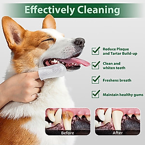 LANBEIDE Pet Teeth Cleaning Wipes for Dogs & Cats 60 Counts, Dog Dental Wipes for Reducing Plaque & Tartar, Breath Freshener Dental and Gum Care Finger Pet Wipes, No Hard Toothbrush