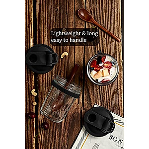 Overnight Oats Containers with Lids - 2pack Gray 10 oz Wide Mouth Mason Jar with Spoon Very Convenient for Use On The Go, Tight sealing glass jar ideal for home, office or to go