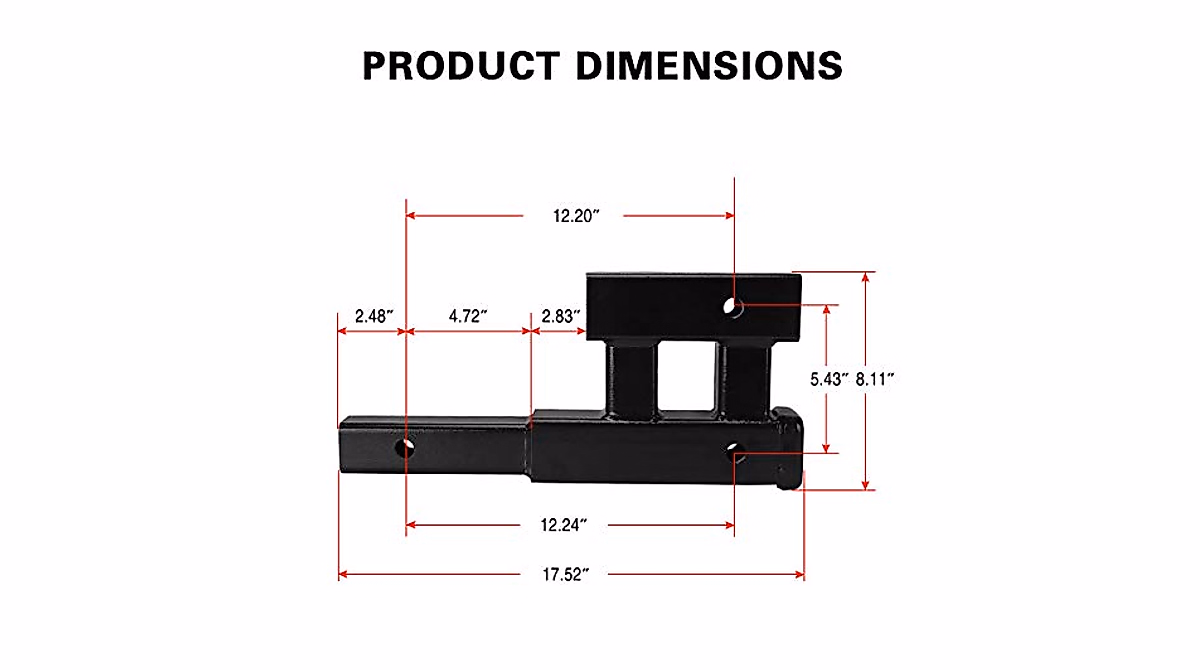 YITAMOTOR Dual Hitch Extension 2 inch Receiver Adapter Trailer Towing ...
