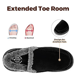 FitVille Extra Wide Men's Slip-on House Slippers - Non Slip Orthopedic Winter Slippers for Wide Feet - Indoor & Outdoor