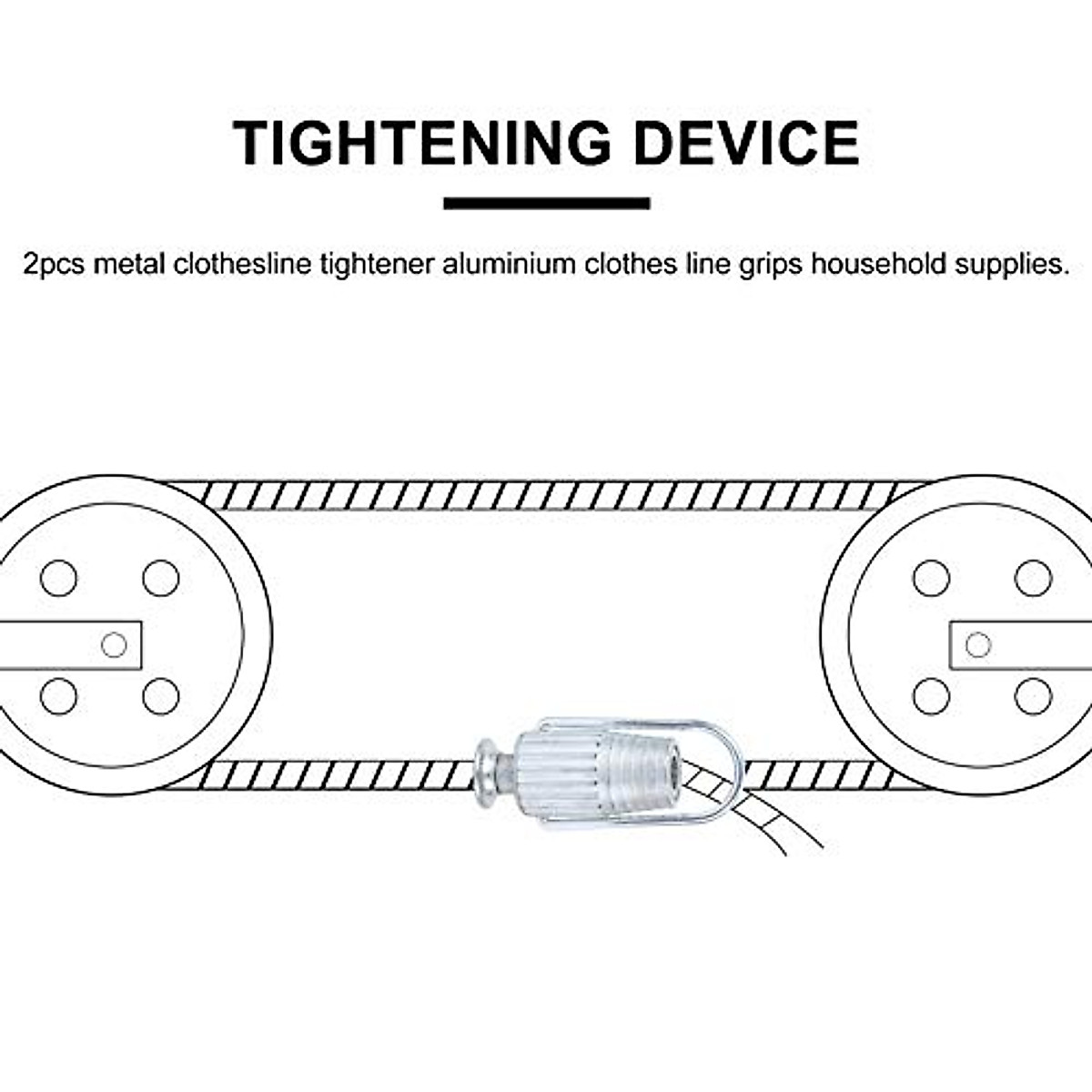 TOPBATHY Clothesline Tightener Sunline Line Tight Grips Tools Aluminium for Pulleys and Fixed Clothes Lines Household Laundry Supplies 2pcs
