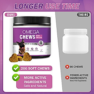 Omega 3 Fish Oil for Dogs Dog Skin and Coat Supplement Omega 3 for Dogs Shiny Coats Dog Skin Allergy Relief for Dogs Itching Reduce Shedding EPA & DHA Fatty Acids Salmon Oil Supplement 200 Ct