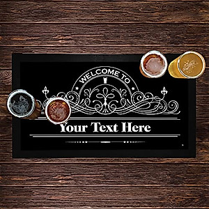 Personalized Bar Runner Mat - Novelty Beer Gifts - Add Your Text - Bar Name