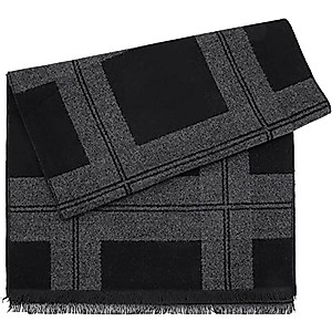 Zando Black Scarf for Men Scarf Winter Soft Scarf Mens Striped Scarf Cotton Scarf Designer Scarf Cashmere Scarves Wrap Scarf Lightweight Scarf Checkered Scarf