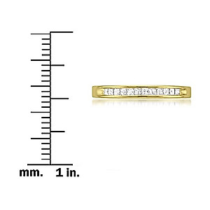 Beyond Brilliance 1/4 Carat Diamond, Channel-Set 14K Yellow Gold Princess Cut Diamond Bridal Wedding Band Ring (I-J, I2-I3) Natural Diamond Rings For Women | Gift Box Included Size-4