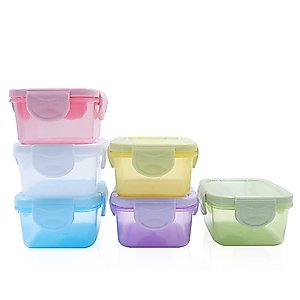 LELE LIFE 6Pcs Small Food Storage Containers, Leakproof Lids, Condiment Sauce Containers, Small Freezer Storage Containers Airtight Containers, Dishwasher Freezer and Microwave Safe, 5oz
