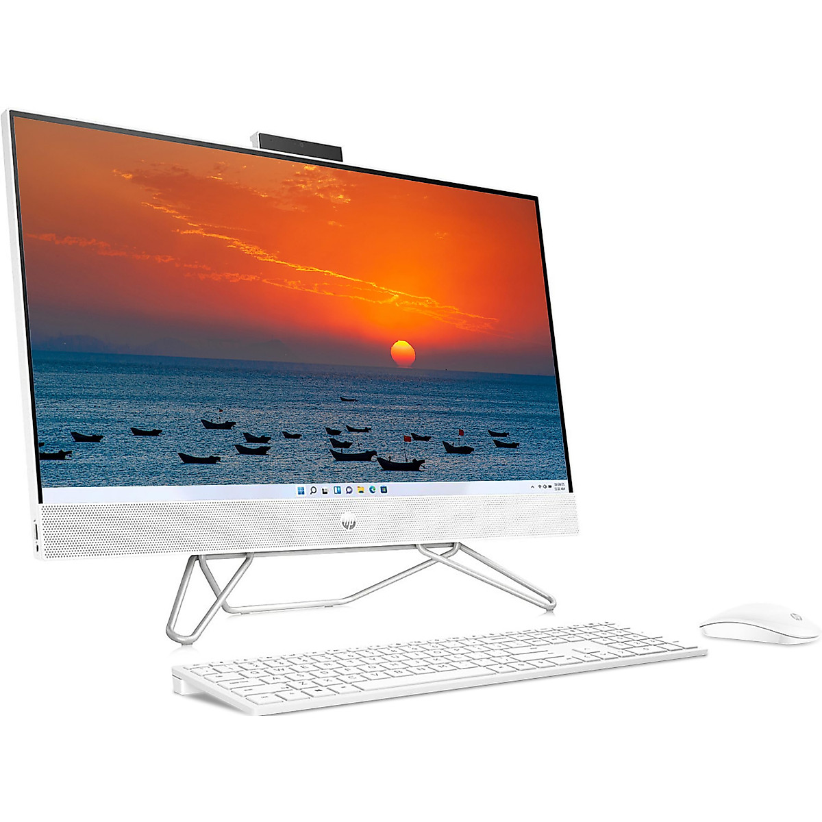 HP 27" Touchscreen All-in-One Desktop Computer, FHD IPS Display, AMD Ryzen 7 5700U(Beats i7-1265U), 32GB RAM, 2TB SSD, WiFi, 1080P Webcam, Wireless KB/Mouse Combo, Windows 11, Bundle with JAWFOAL