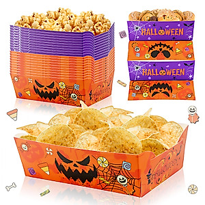 Halloween Snack Trays 36pcs Ghost Pumpkin Paper Food Trays Party Supplies for Hot Dog Popcorn Taco Snack Candy Food Container Trick or Treat Party Supplies…