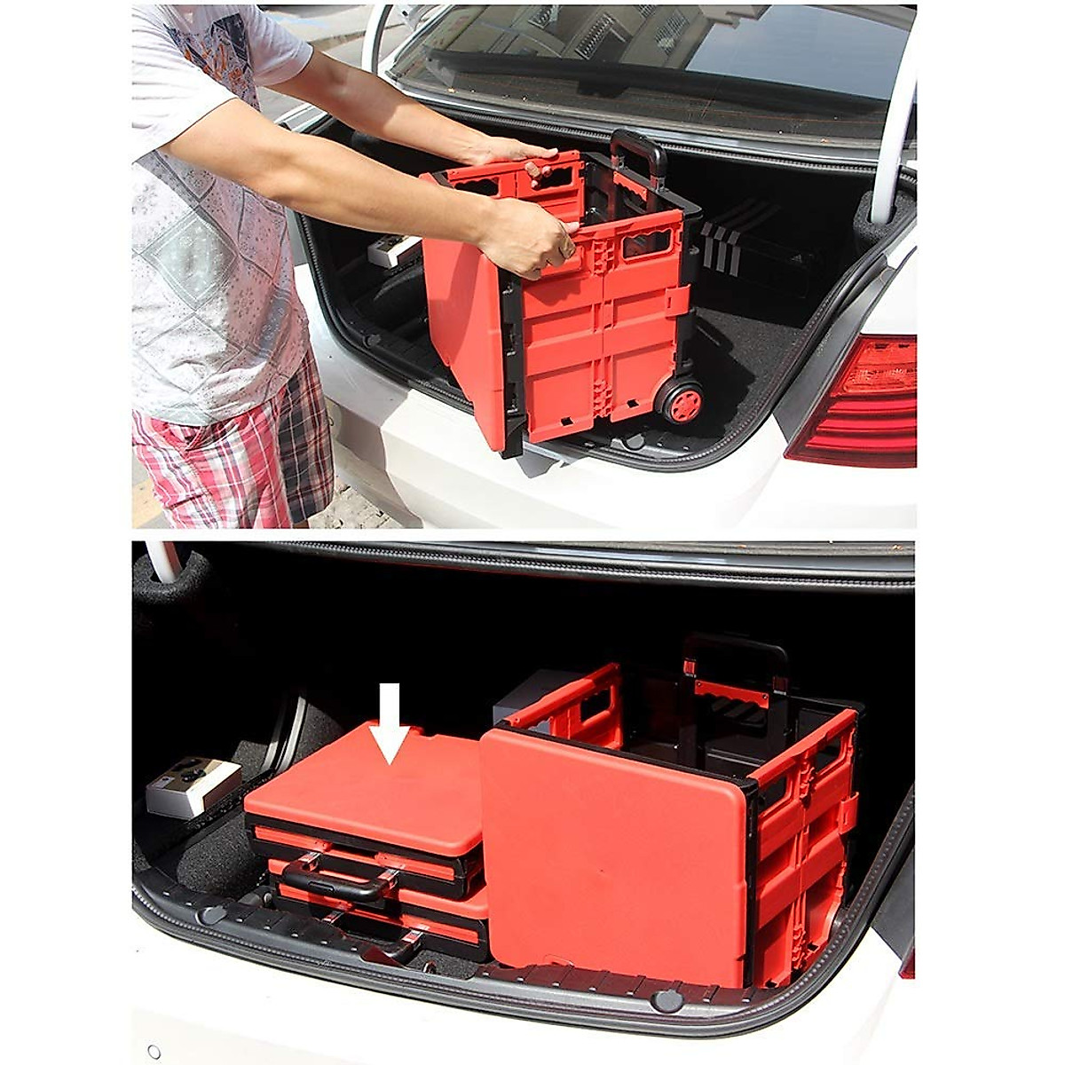 YGCBL Multifunction Portable Hand Trucks,Trolleyshopping Trolley Foldable Aluminum Alloy Engineering Plastic Red Pu Wheel Lightweight High Capacity, 20 Kg Load,B