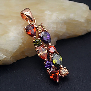 Vanessa Rose Gold Multi Gemstone Jewelry Sets for Women,Sparkling Garnet Amethyst Morganite Peridot Topaz (Pendant)
