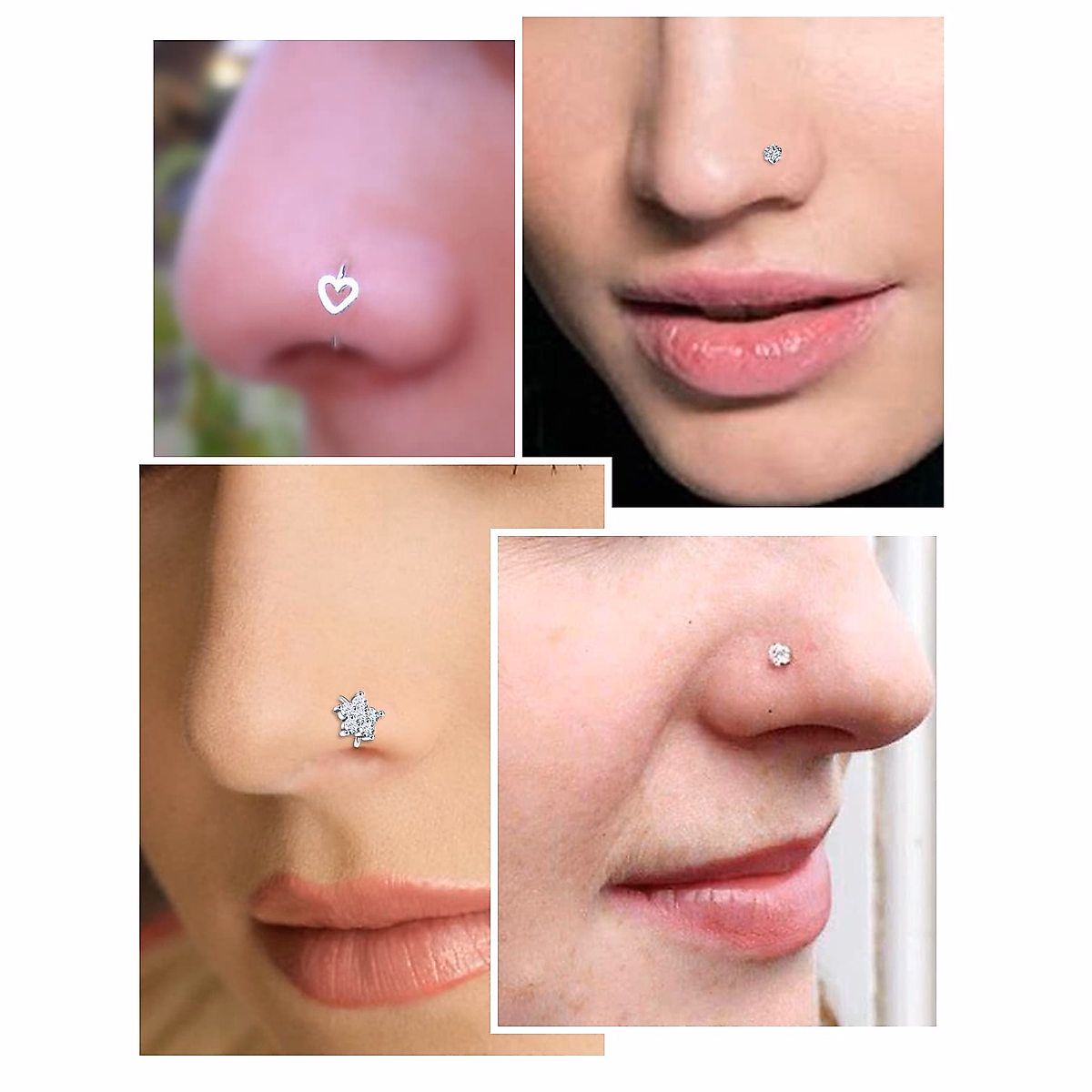 Heienngy 20G Nose Rings Piercing Kit Surgical Stainless Steel Nose Piercing Kit Nose Rings Hoop L Shape Nose Rings Studs 20 Gauge Piercing Needles For Women Men Body Piercing Jewelry Retianer,Silver