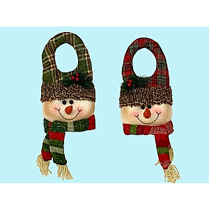 S/2 Snowmen Door Knob Wall Room Hangers Soft Plush Fabric Christmas Winter Holiday Decorations Home Business (Snowmen Hangers)