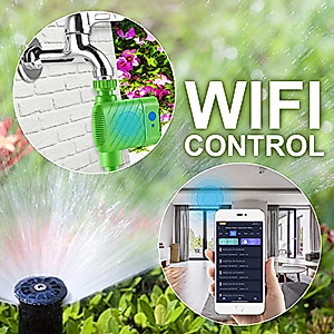 Sainlogic Sprinkler Timer with Wi-Fi Hub, Smart Garden Hose Faucet Timer Programmable Water Timer, Wireless Lawn Sprinkler Controller Irrigation System Valve with Water Flow Meter