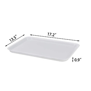 Farmoon 4 Pack Large Fast Food Serving Tray, White Plastic Reusable Eating Tray