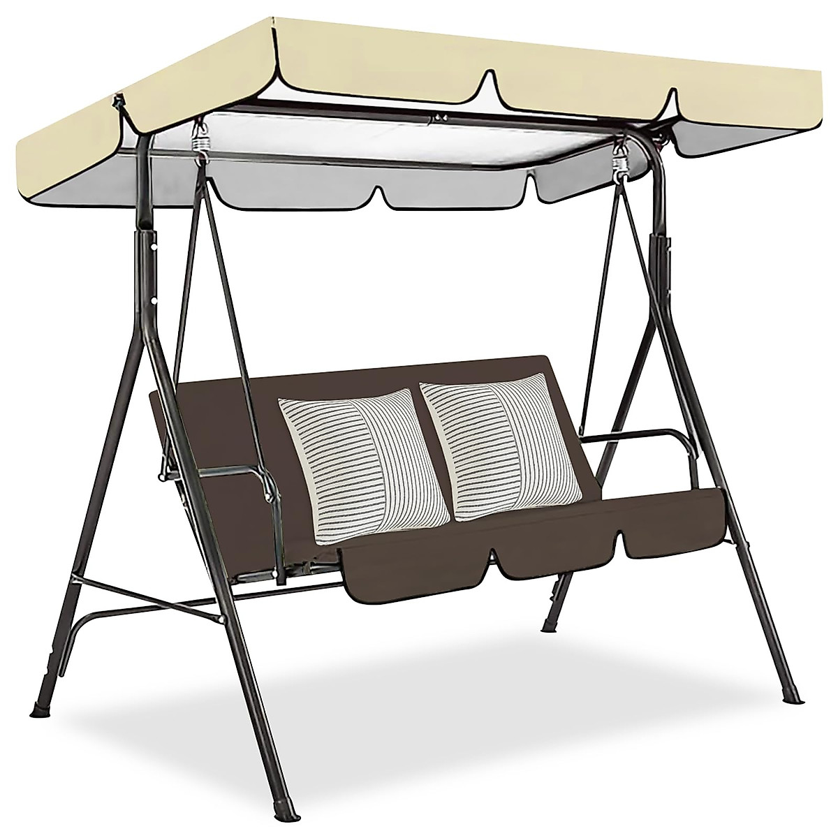 Patio Swing Canopy for 3-Seat Swings,Waterproof & Sunproof Porch Swing Chair Top Cover Replacement for Sunshade, Made of 190T High-Density Polyester, 75 x 52 x 6’’(seat Cover is not Included)