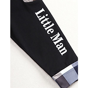 Axumity Toddler Boy Clothes Hoodie Sweatsuit Outfits Kids Flannel Plaid Shirt Top Colorblock Pants Set for Fall Winter Spring(3-4t)