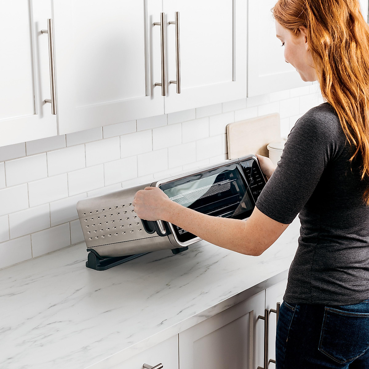 Ninja FT205CO Digital Air Fry Pro Countertop 10-in-1 Oven w/Extended Height, XL Capacity, Flip Up & Away Storage, with Air Fry Basket, Sheet Pan, Broil Rack, Wire Rack & Crumb Tray, Silver (Renewed)