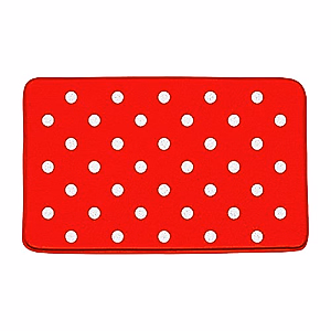 EDOMGNIH Polka Dot Bath Mat Vintage Doodle Red White Polka Dots Geometric Fashion Bathroom Decor Microfiber Memory Foam Backing Bath Rugs,18x30 Inch