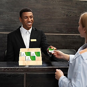 4 Tier 7.7" x 4.5" x 5" Wood Business Card Holder Display Business Card Display Rack Business Card Stand Business Card Organizer Multiple Business Card Holder Case Gift Card Display for Office Desk